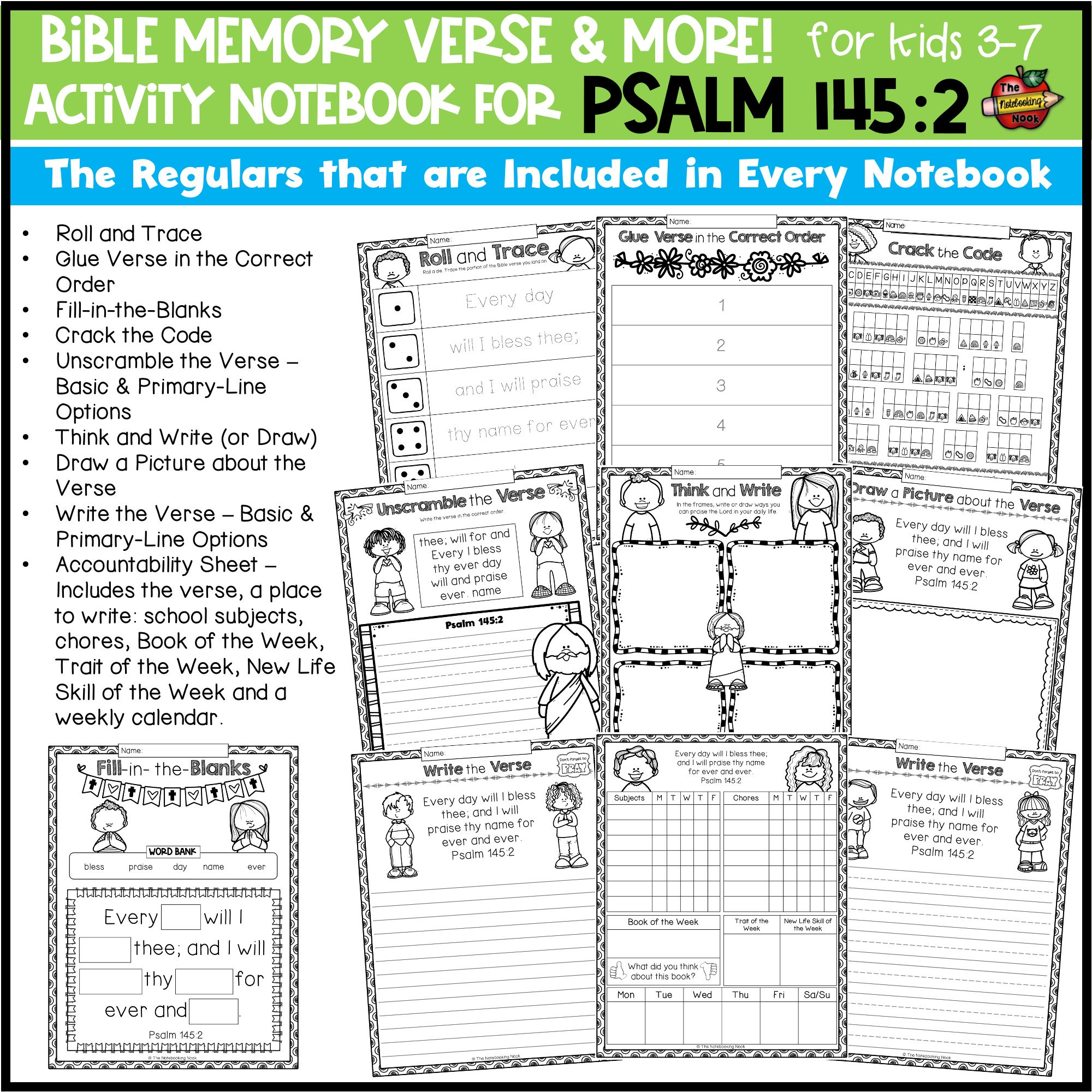 Bible Memory Verse (KJV) Activity Notebook for Psalm 145:2 - Etsy