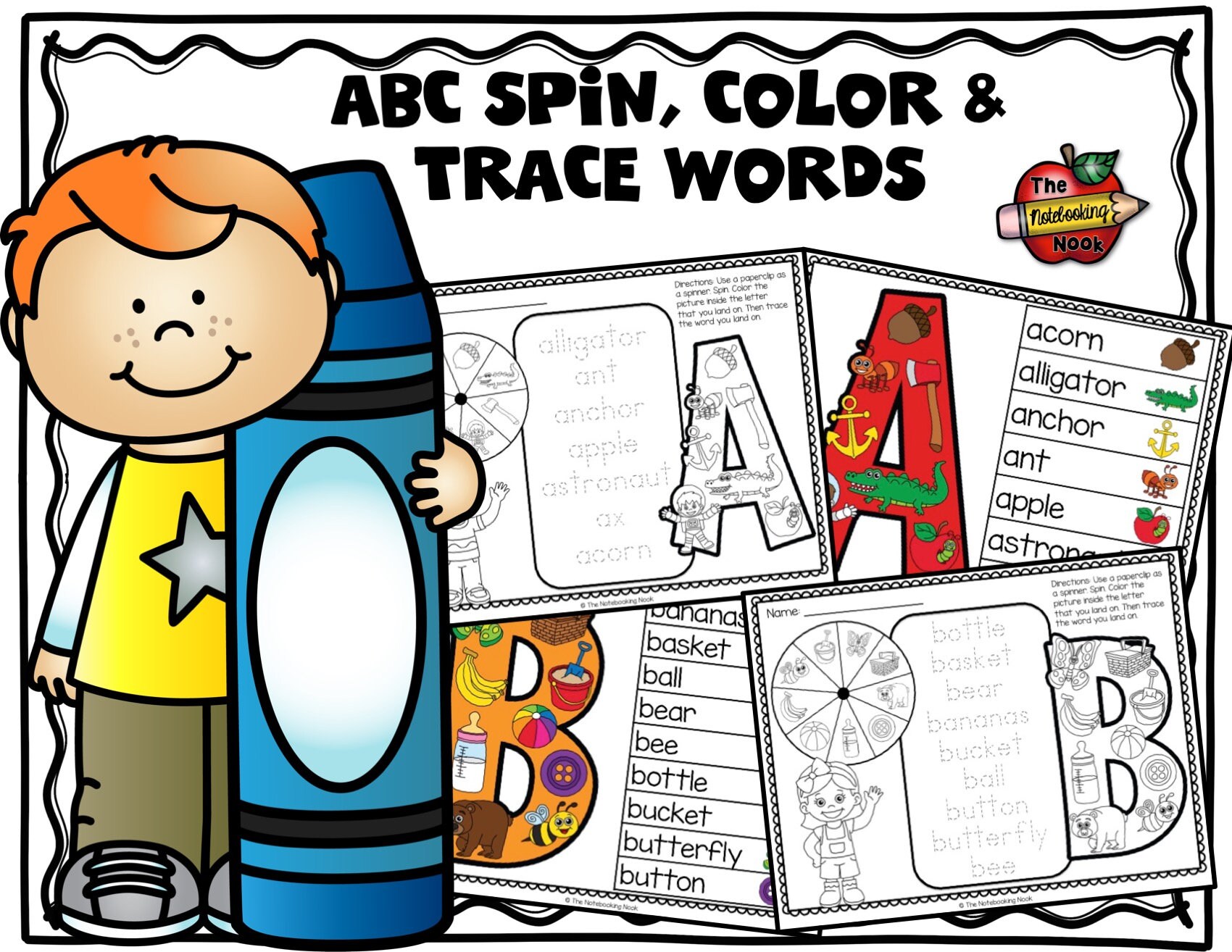 Alphabet Spin Color and Trace Words | Etsy
