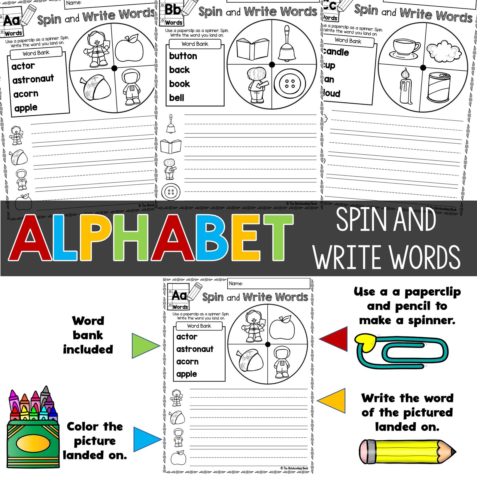 Alphabet Spin and Write Words - Etsy