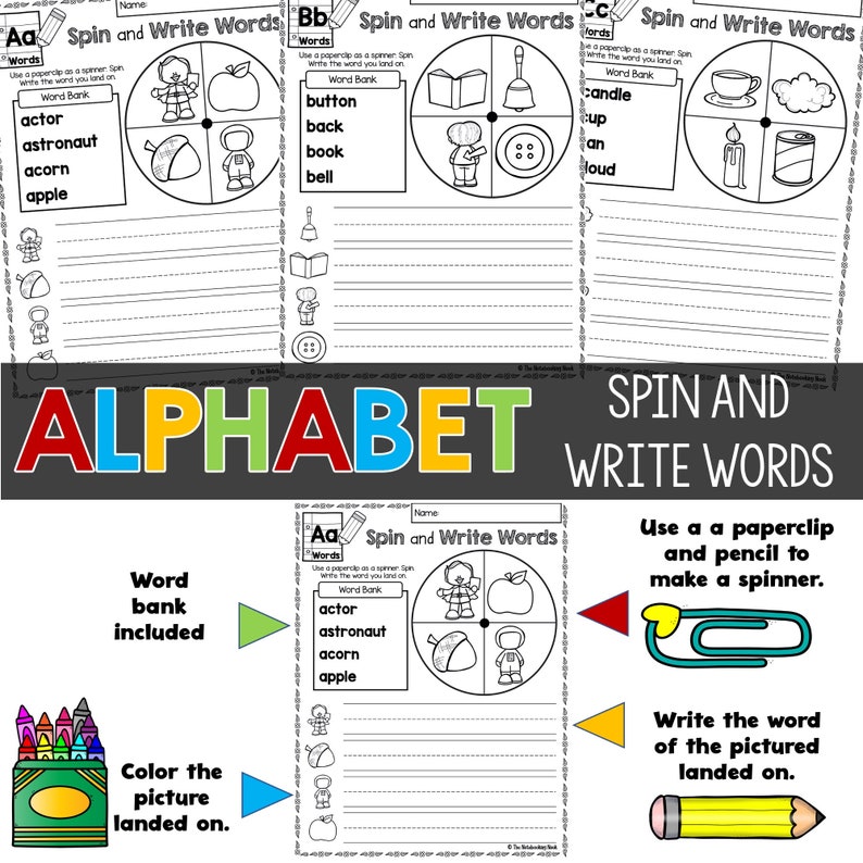 Alphabet Spin and Write Words - Etsy