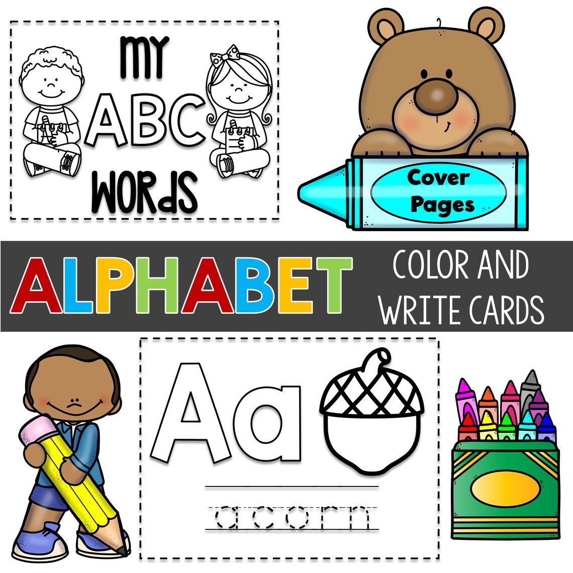 Alphabet Color and Write Cards - Etsy