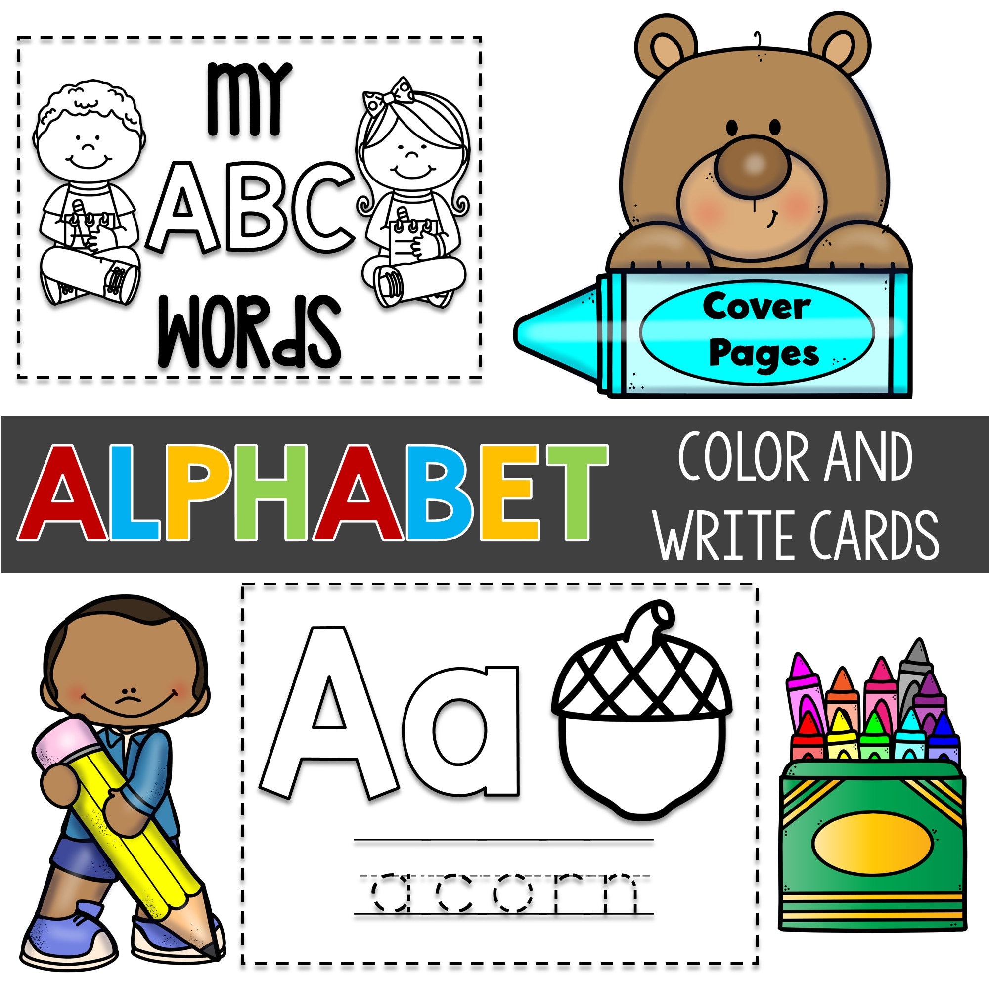 Alphabet Color and Write Cards - Etsy