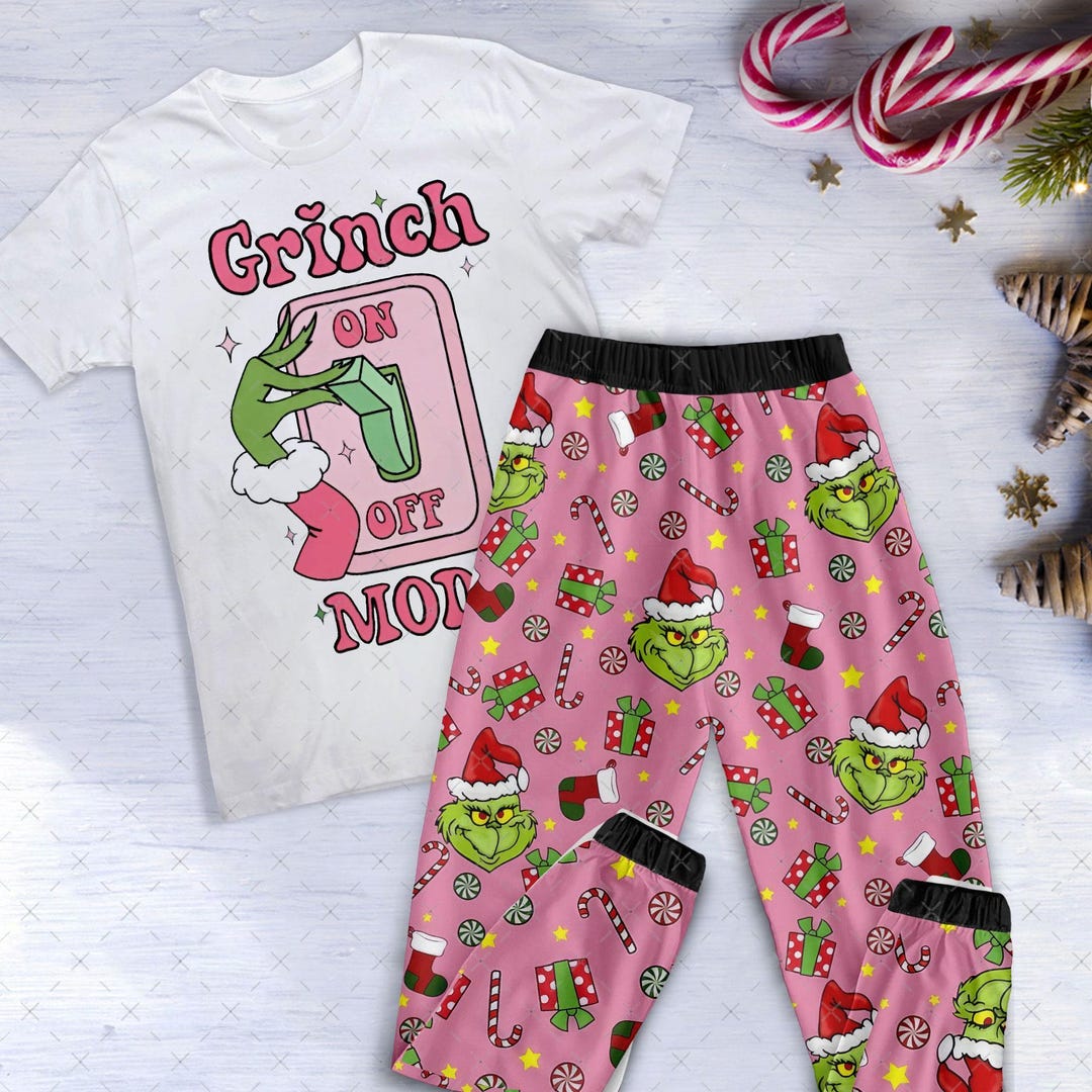 Grinch Holiday Pajamas Set, Grinch On-off Mode Pajamas Set, Grinch ...
