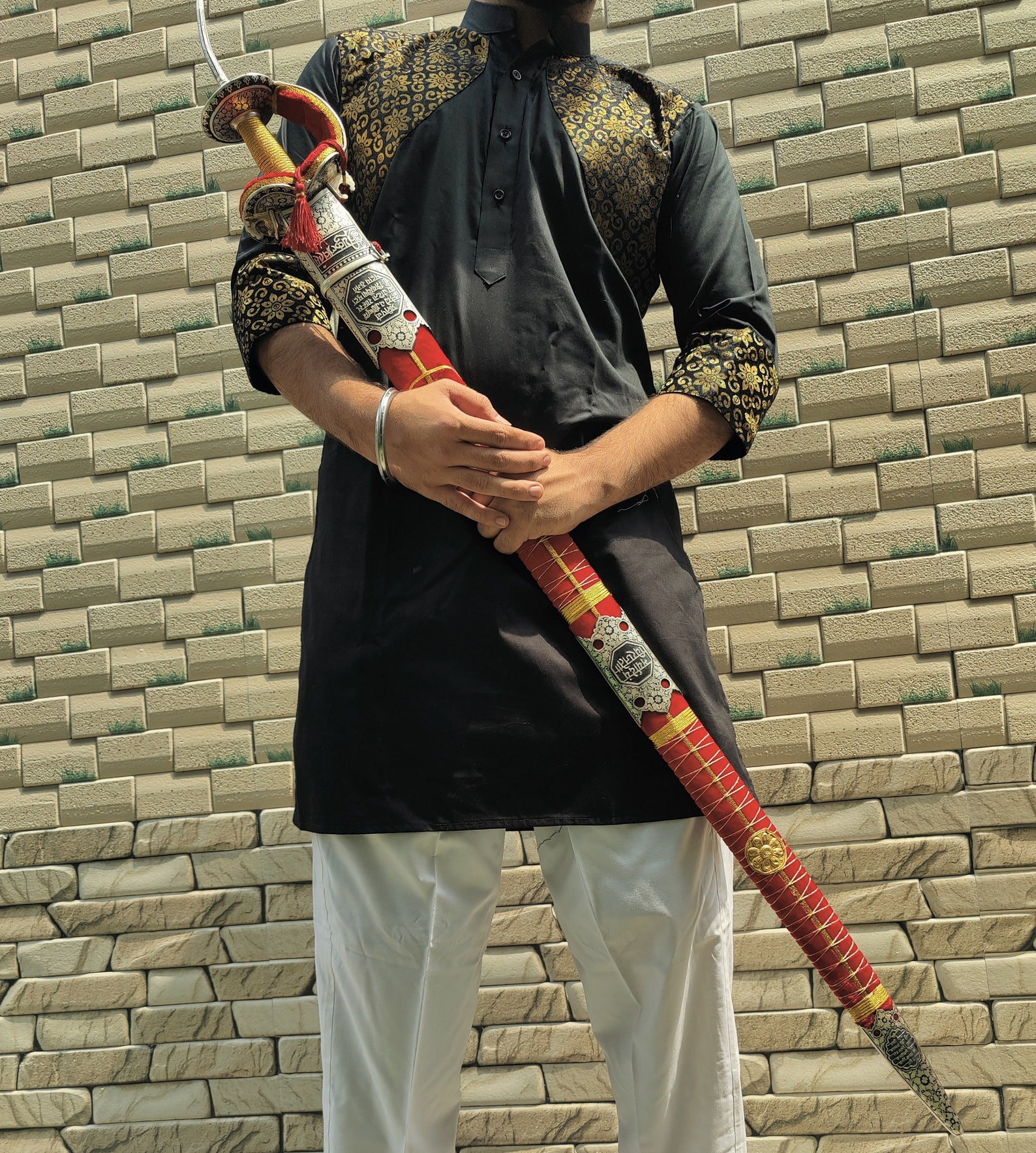 ROYAL Khanda-historical Sword-damascus Steel Blade-silver - Etsy