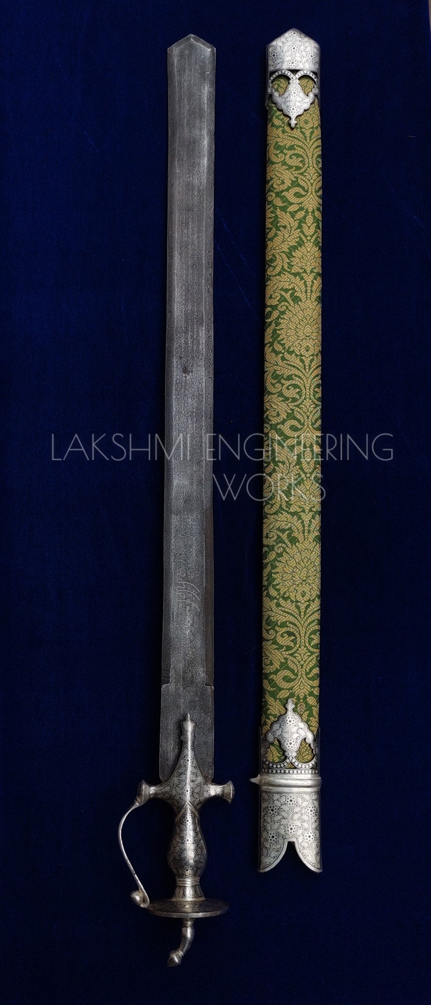 Damascus Khanda Sword With Brocade Cloth Scabbard Khanda - Etsy
