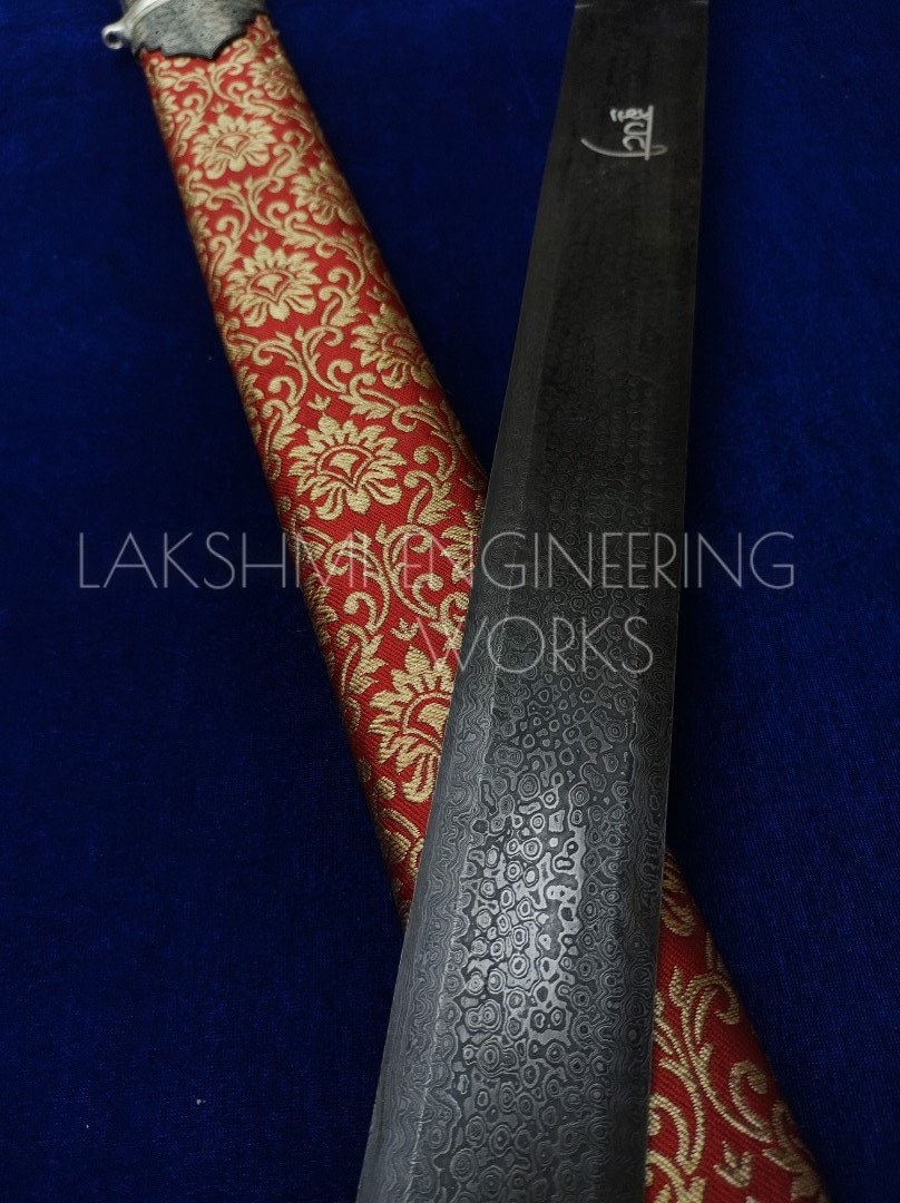 Damascus Khanda Sword With Brocade Cloth Scabbard Khanda - Etsy
