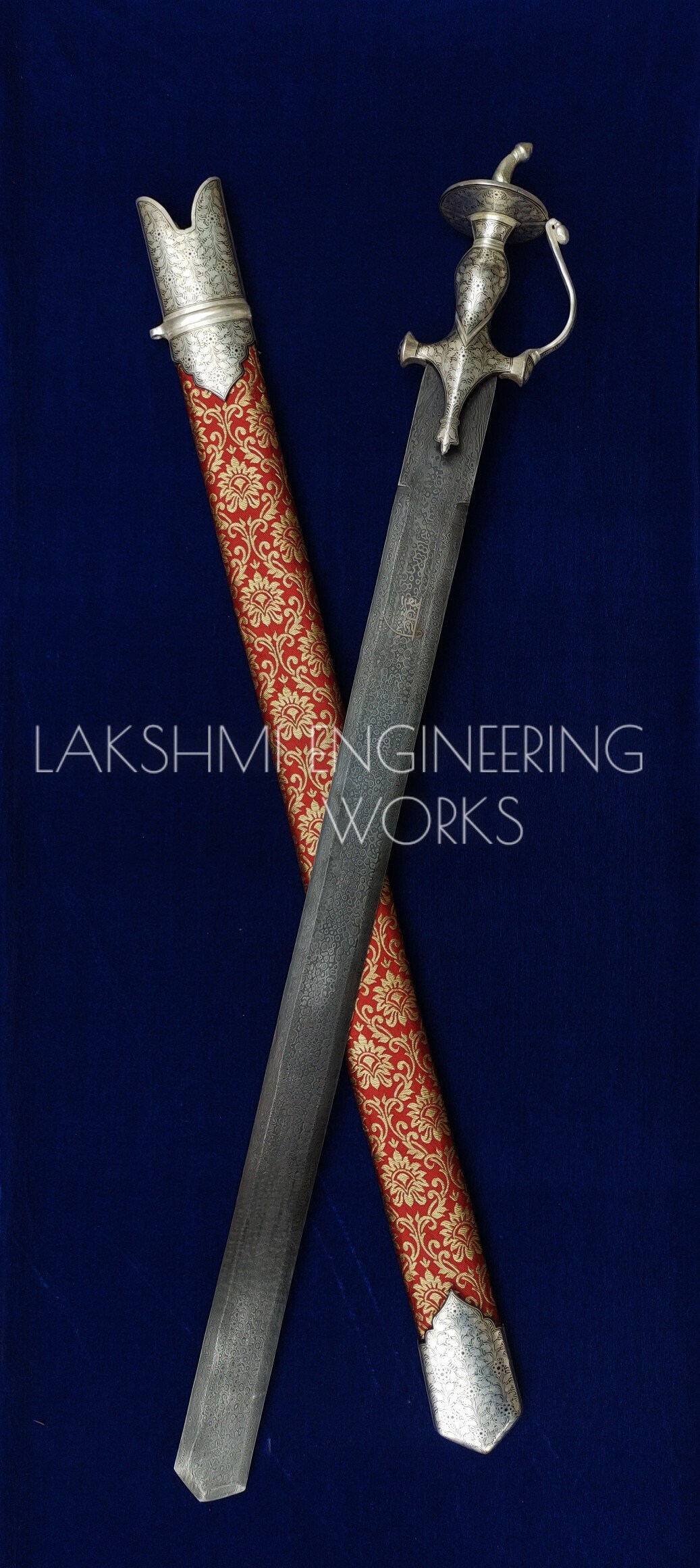 Damascus Khanda Sword With Brocade Cloth Scabbard Khanda - Etsy