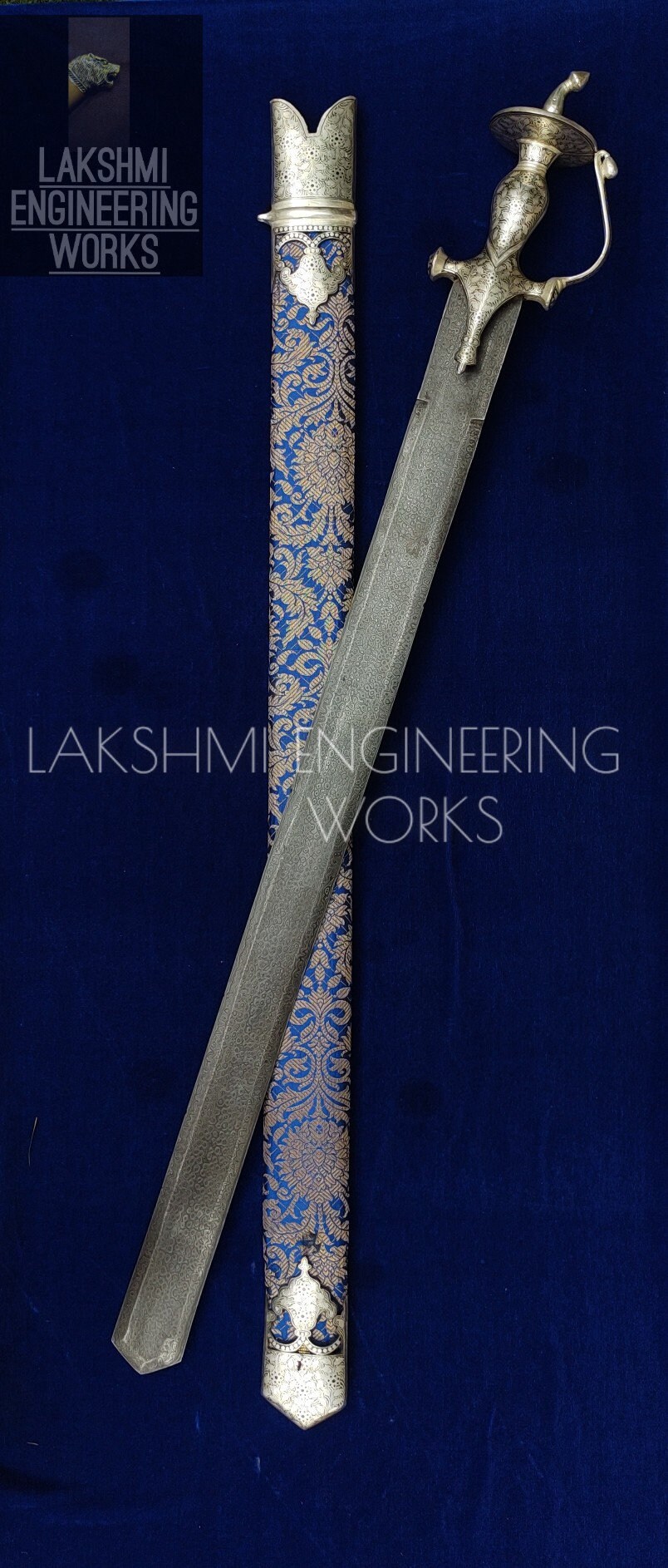 Damascus Khanda Sword With Brocade Cloth Scabbard Khanda - Etsy