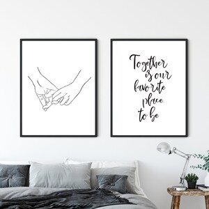 Together is Our Favorite Place to Be, Above Bed Decor, Couple Holding ...