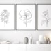 3 Piece Wall Art Flower Line Art Line Art Set of 3 Line Art | Etsy
