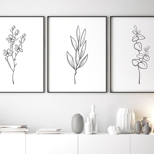 3 Piece Wall Art Flower Line Art Line Art Set of 3 Line Art - Etsy Canada