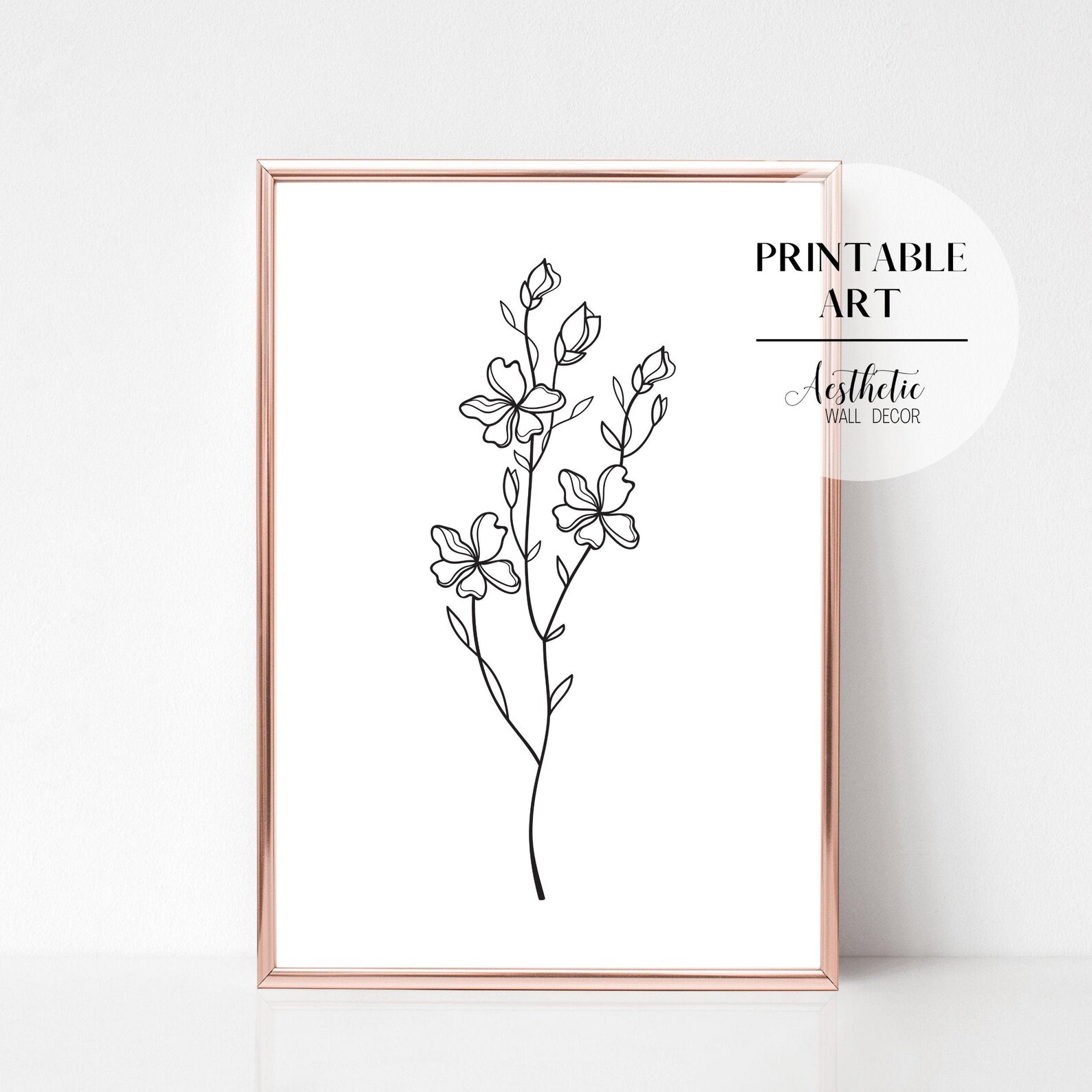 Flower Line Art Line Art Printable Floral Line Art | Etsy