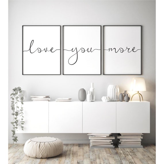 Love You More 3 Piece Wall Art Above Bed Decor Aesthetic | Etsy