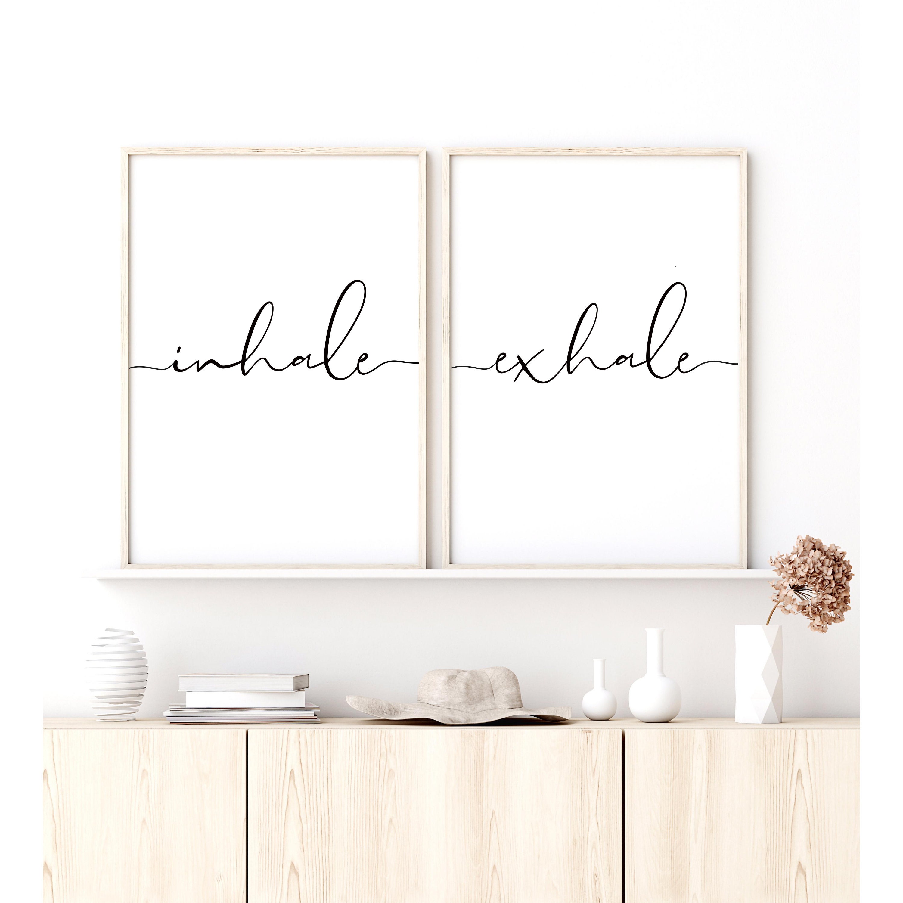 Inhale Exhale Above Bed Decor Aesthetic Wall Art Zen Wall | Etsy