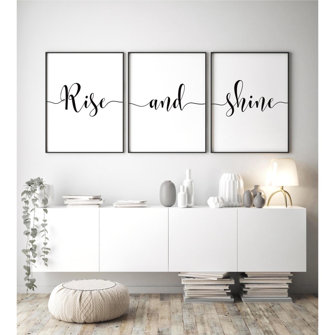 3 Piece Wall Art, Rise and Shine, Above Bed Decor, Rise and Shine Print ...