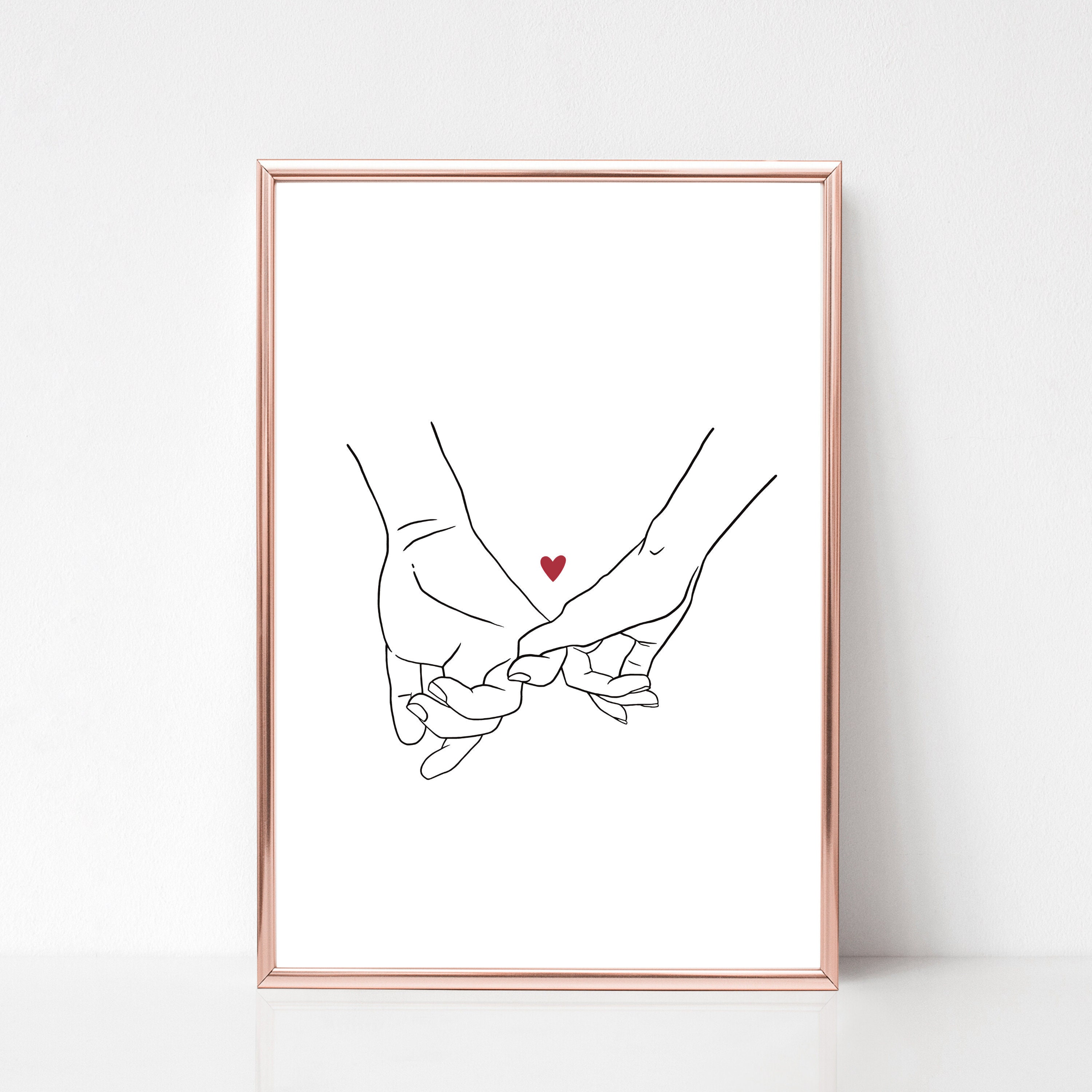 Pinky Promise Print Pinky Swear Art Hands Line Drawing Line Etsy