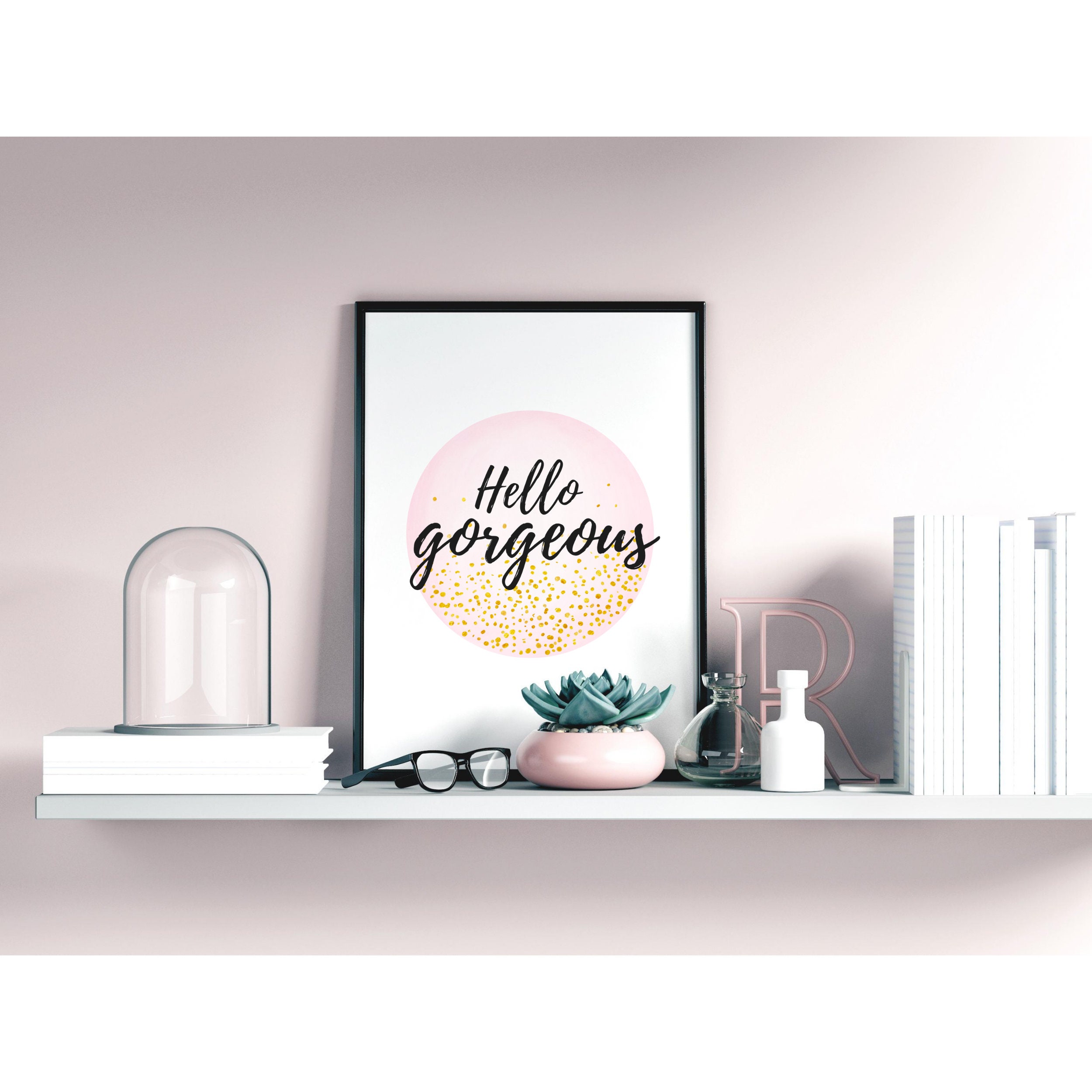 Hello Gorgeous Sign Blush Pink Wall Art Teen Girl Room | Etsy