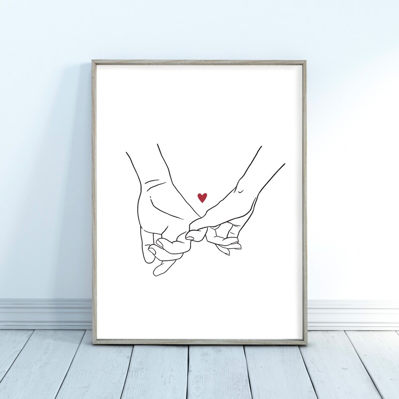 Pinky Promise Print Pinky Swear Art Hands Line Drawing Line | Etsy
