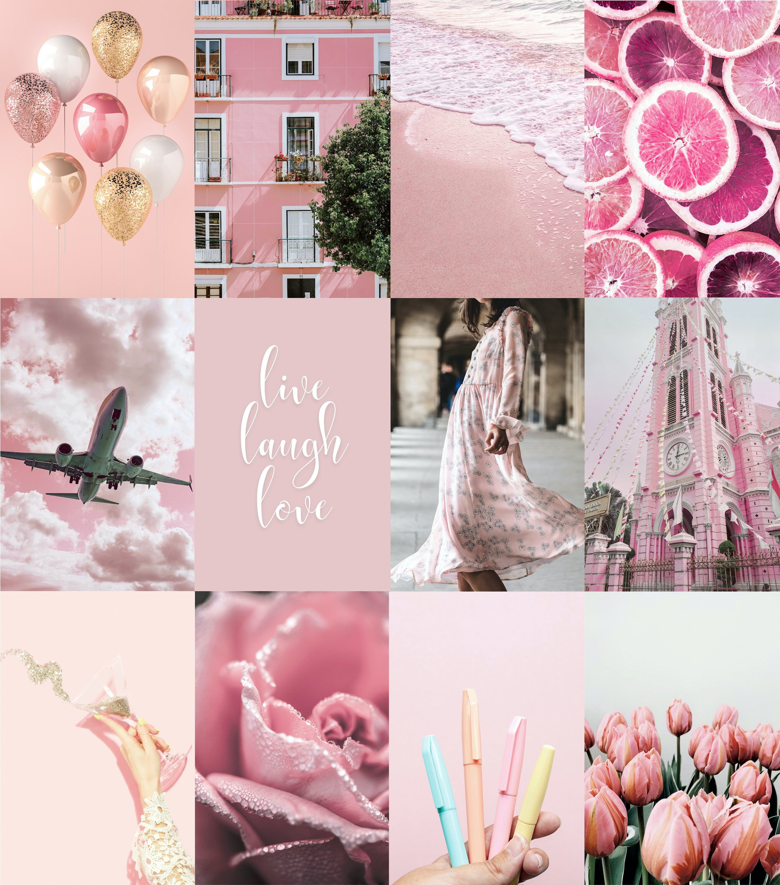 Wall Collage Kit Pink Collage Kit Soft Pink Light Pink - Etsy