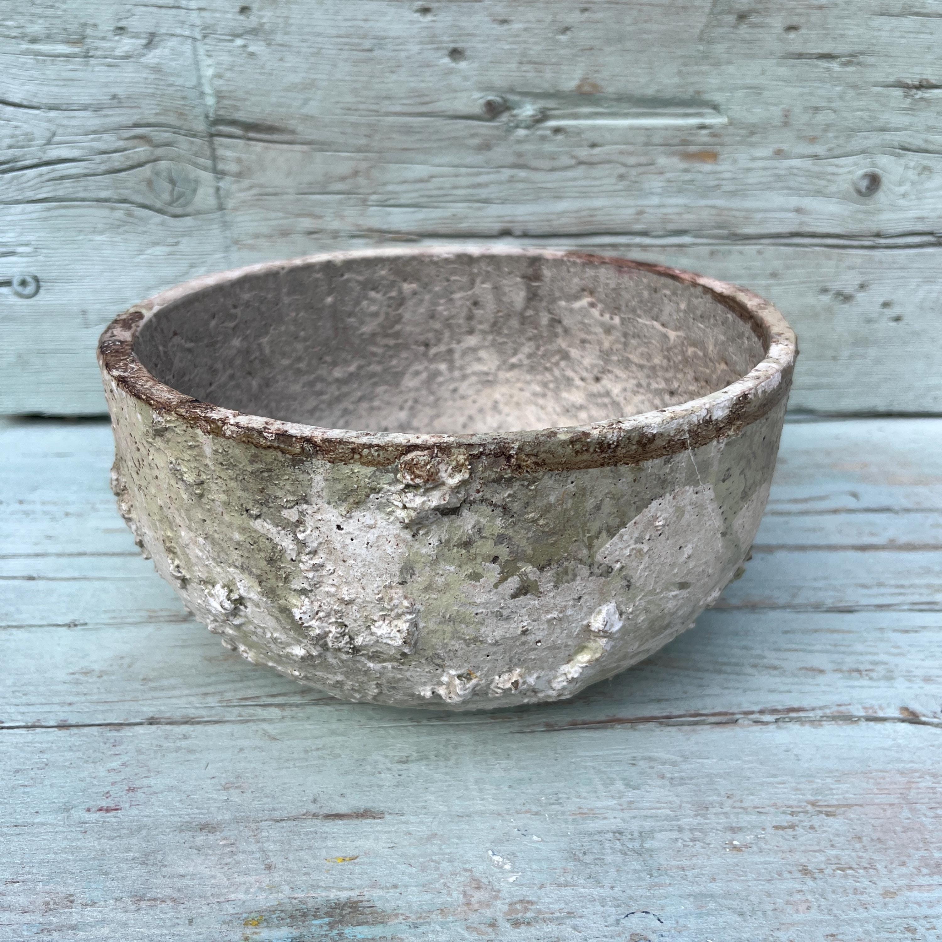 Handmade Concrete Rustic Bowl, Cement Bowl, Concrete Bowl With Fig Leaf ...