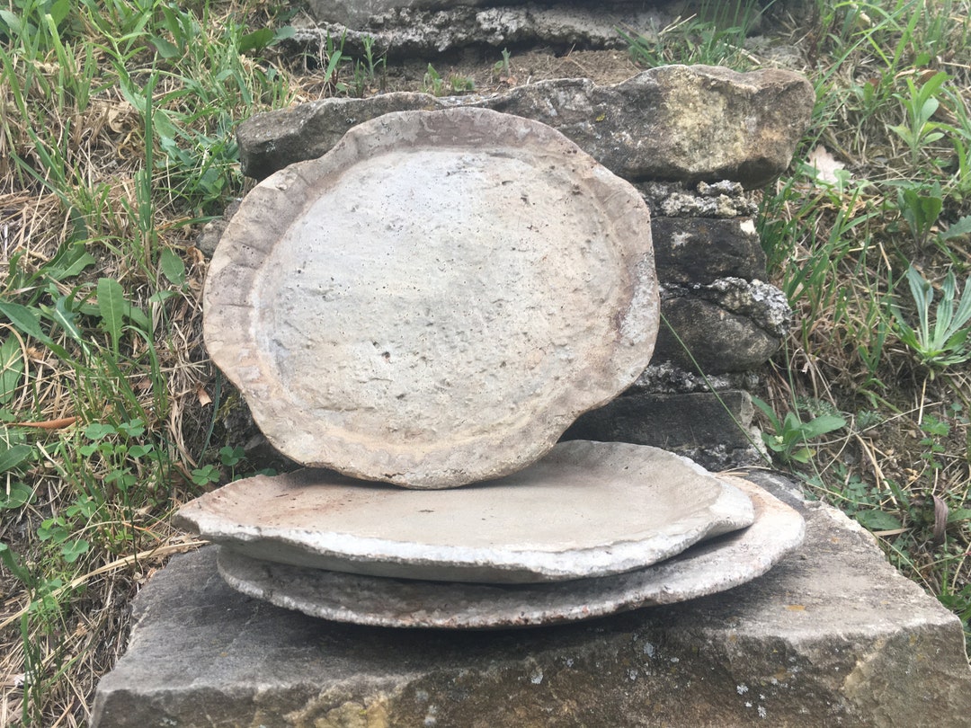 Concrete Rustic Plant Pot Saucer, Cement Plant Pot Tray, Concrete ...
