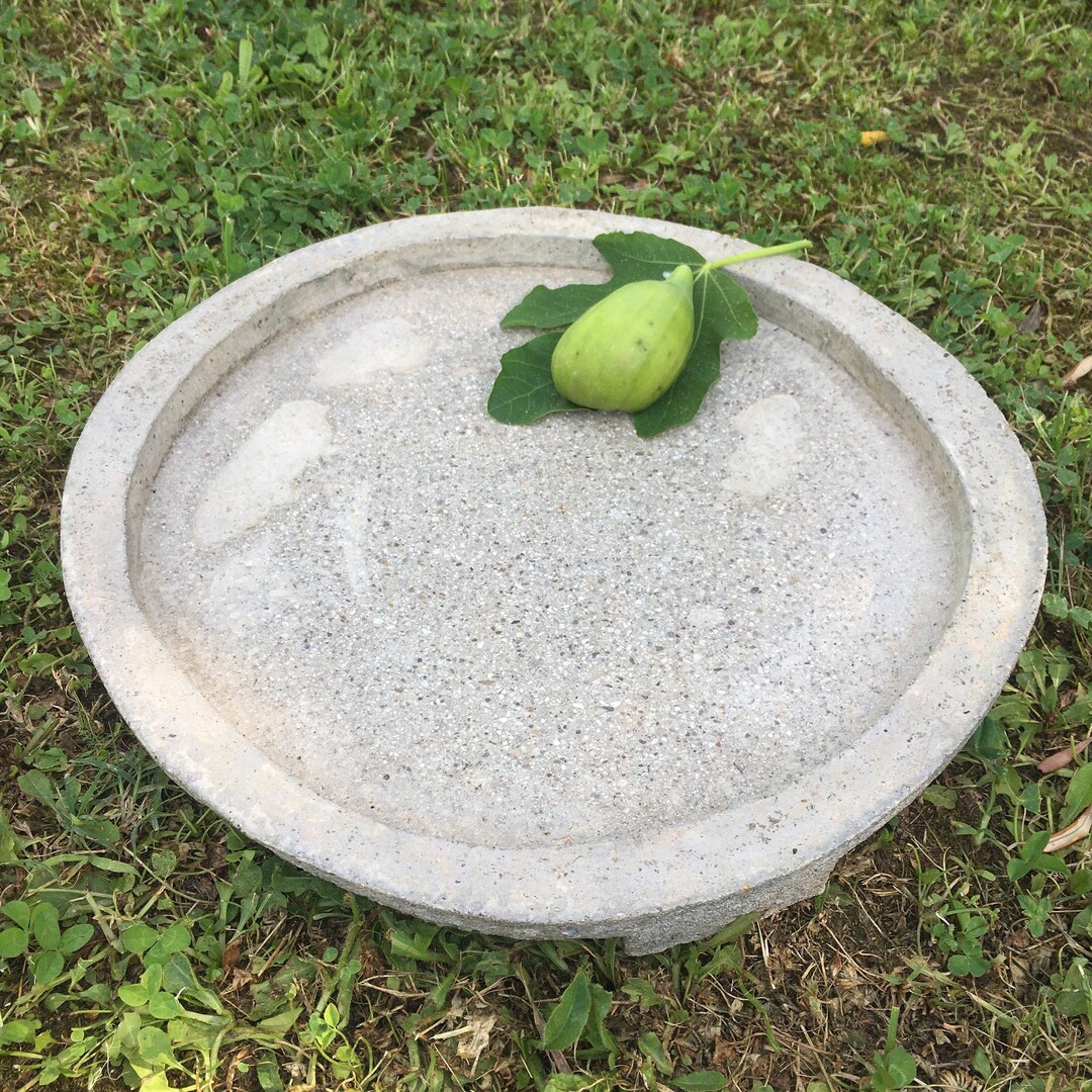 Concrete Rustic Plant Pot Saucer, Round Cement Pedestal, Primitive ...