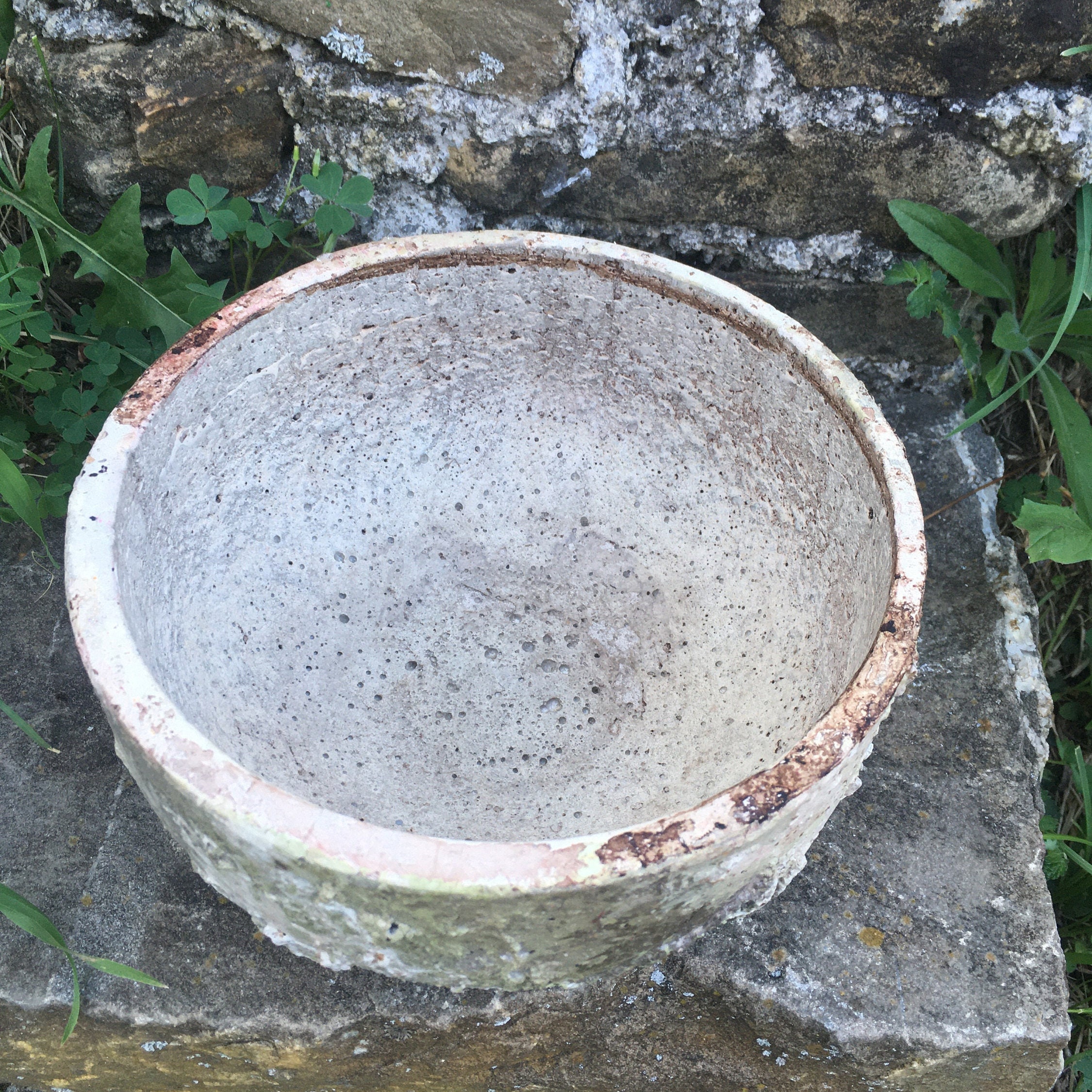 Handmade Concrete Rustic Bowl, Cement Bowl, Concrete Bowl With Fig Leaf ...