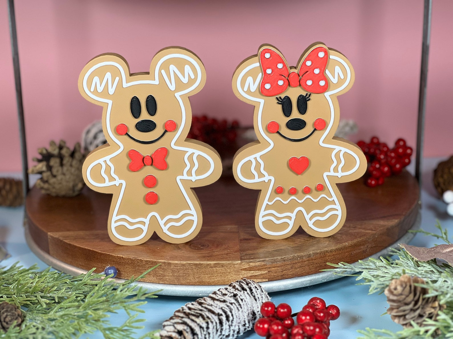 Gingerbread Mickey and Minnie Tier Tray Christmas Decorations - Etsy