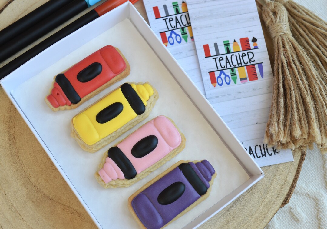Crayon Cookies-teacher Appreciation Biscuits-thank You Biscuits-back to ...