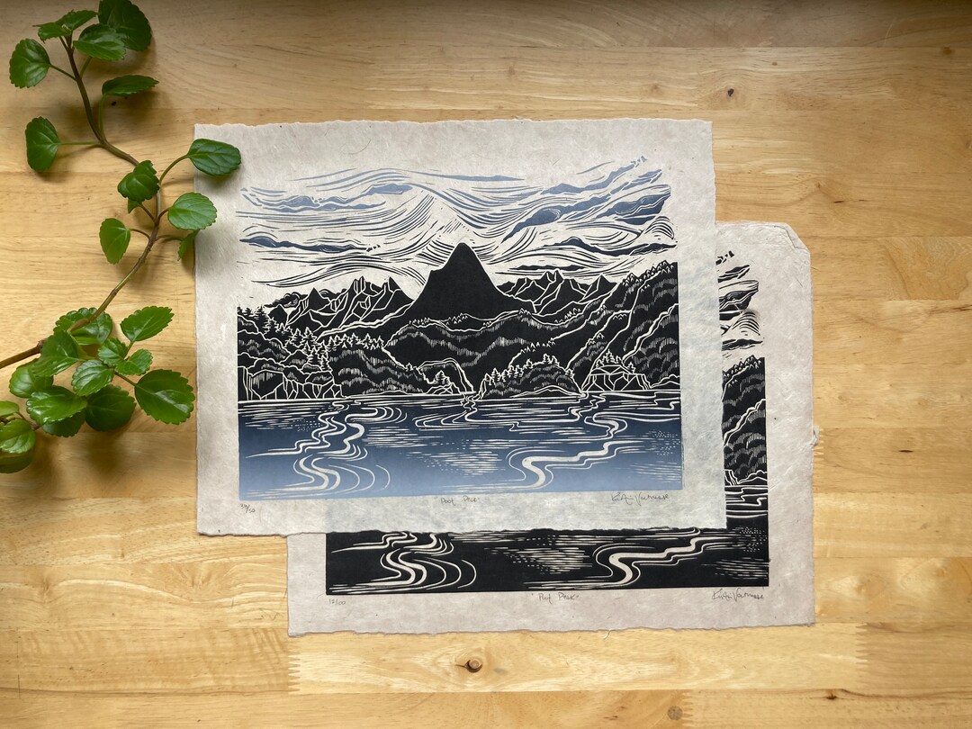 Poot Peak Original Block Print Coastal Alaska Kachemak Bay State Park ...