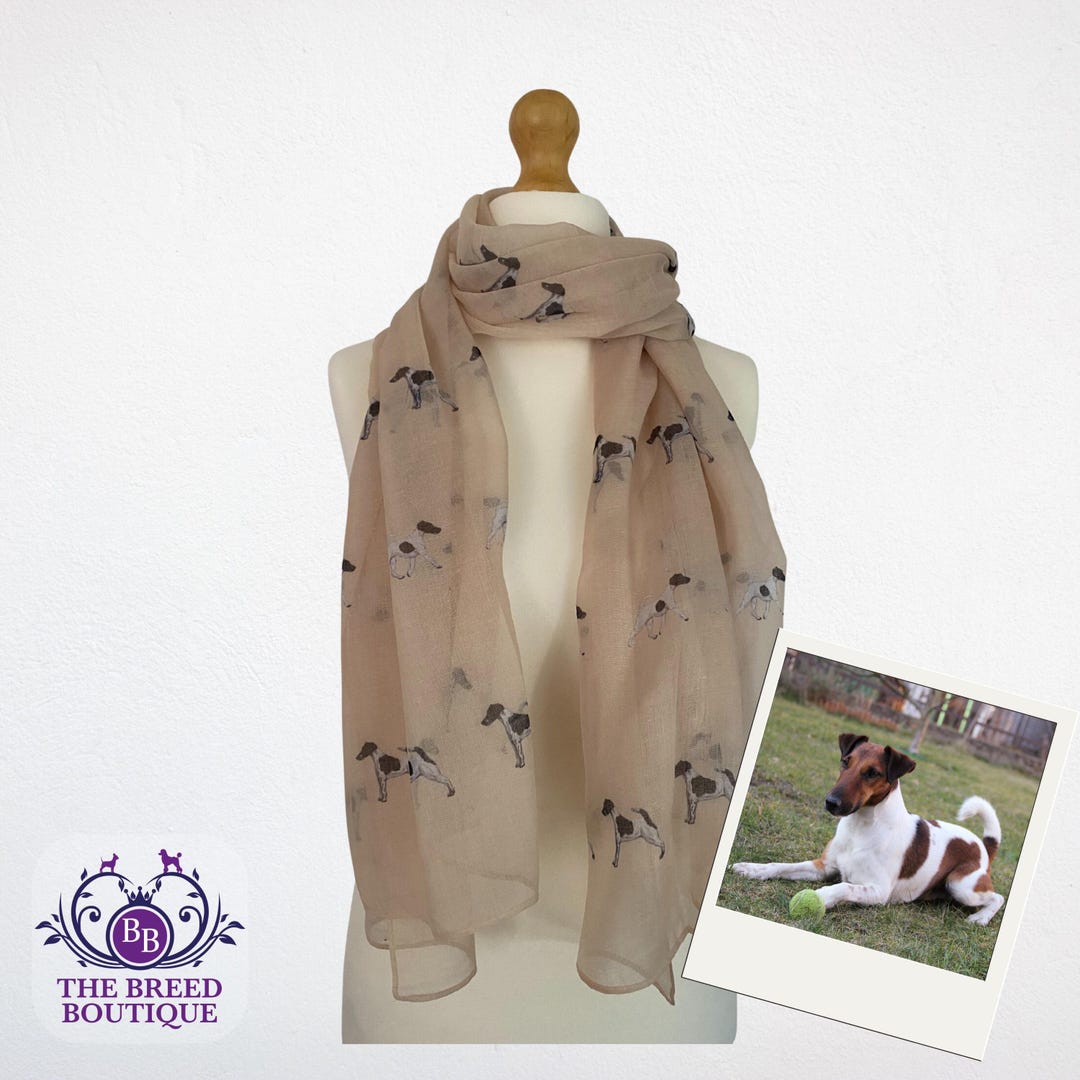 Smooth Fox Terrier Scarf: Cream Dog Print Shawl - Etsy