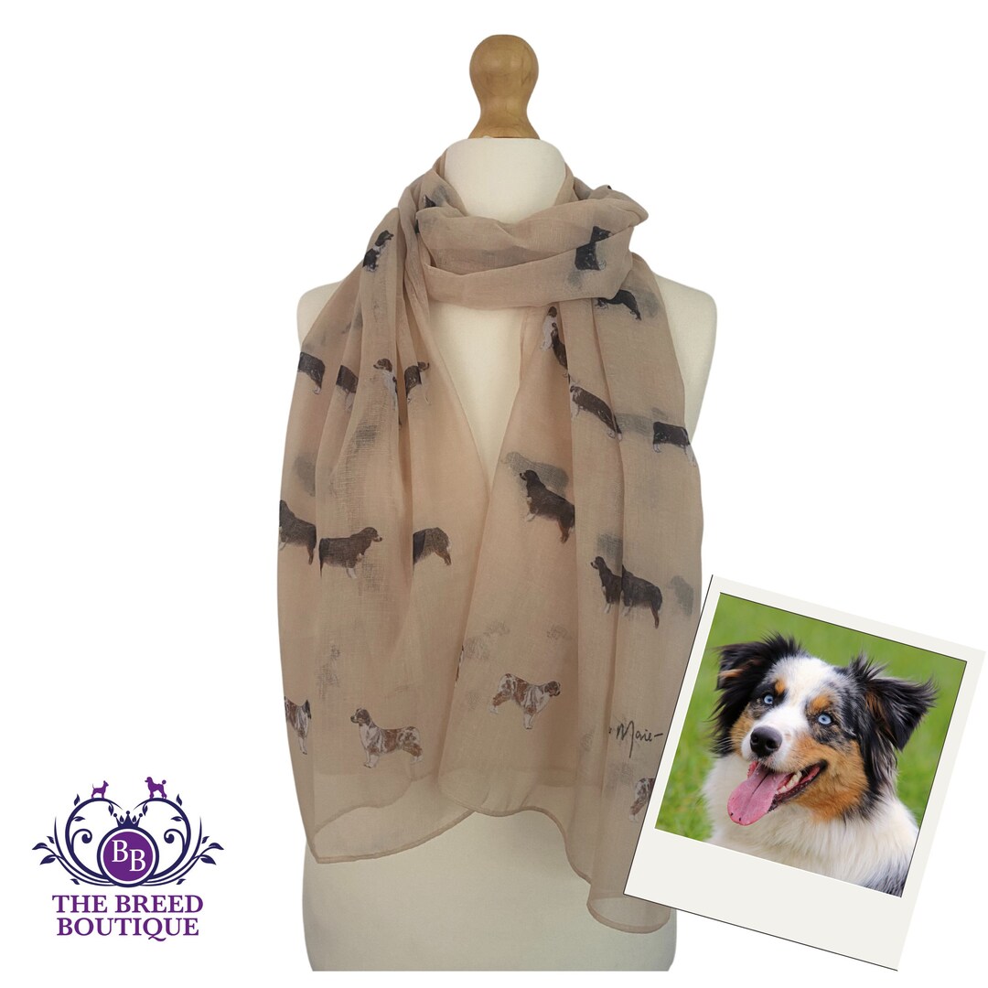 Australian Shepherd Scarf Ladies Australian Shepherd Dog Print Shawl ...