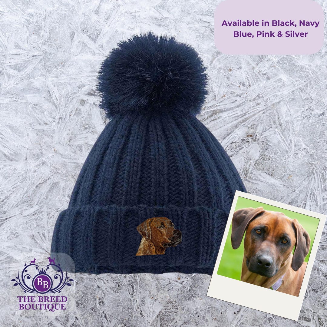 Rhodesian Ridgeback Embroidered Pom Pom Beanie Unisex Fit – Choice of 6 ...