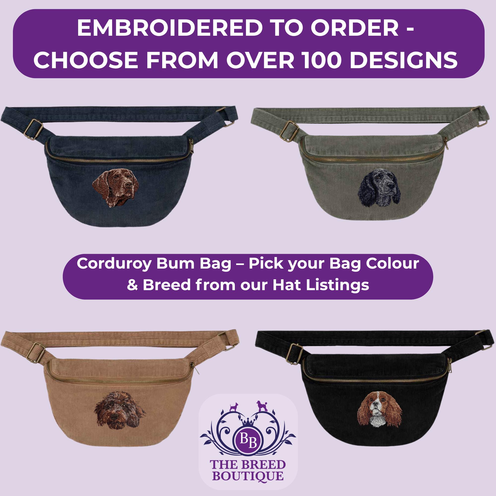 Embroidered Dog Breed Corduroy Bum Bag: Personalised Fanny Pack - Etsy