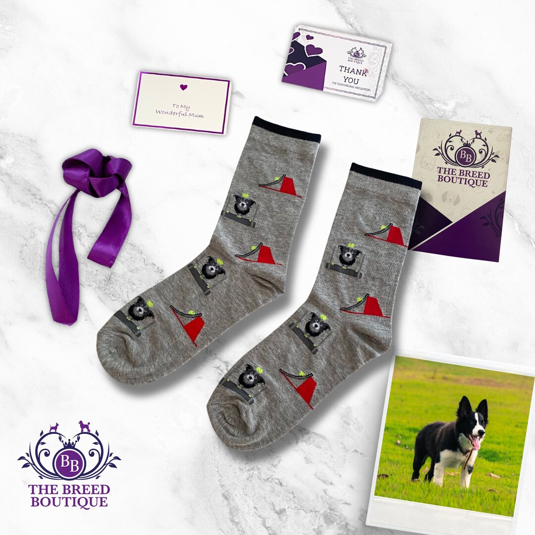Border Collie Socks Flyball Design Unisex One Size Fit UK Size 5 - 11 ...