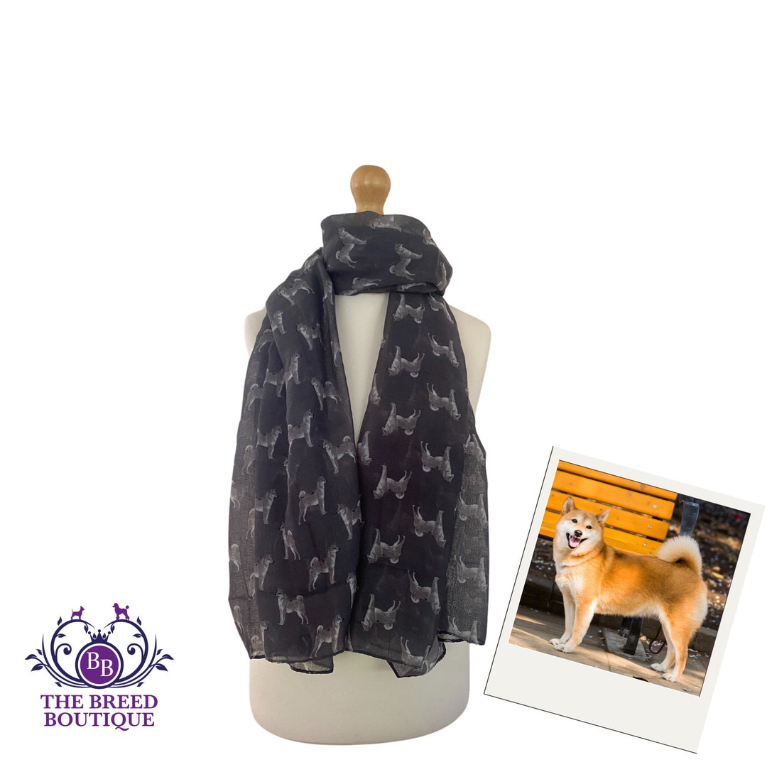 Shiba Inu Scarf Ladies Shiba Inu Dog Print Shawl Wrap in Grey - Etsy
