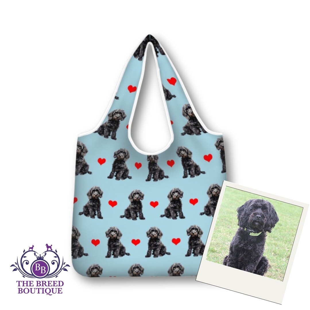 Cockapoo Bag Reusable Foldable and Washable Black Cockapoo Shopping Bag ...