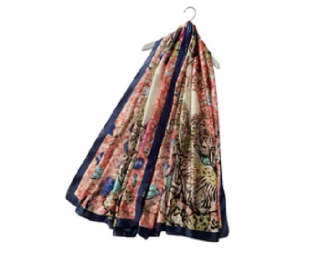 Klimt Lady With Fan Scarf - Silk Blend Lightweight Wrap - Etsy
