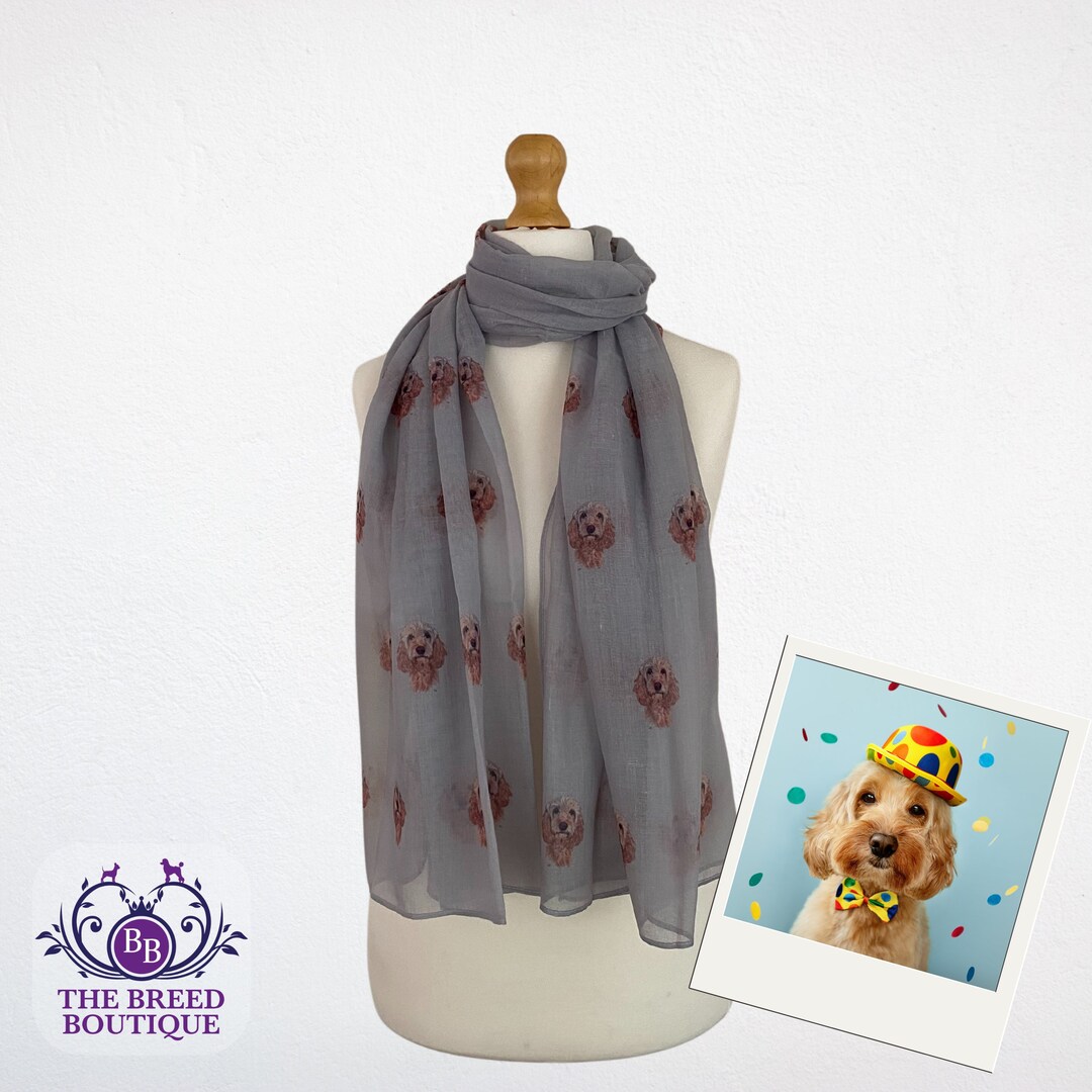 Cockapoo Dog Print Ladies Scarf Shawl Cream Cockerpoo Wrap Available in ...