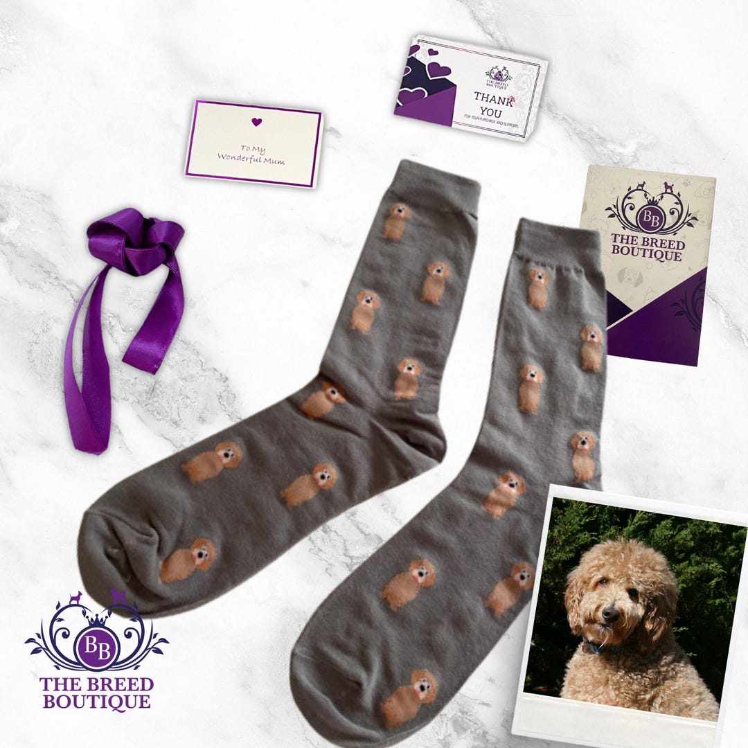 Goldendoodle Dog Print Socks: Unisex Cotton Blend, One Size - Etsy