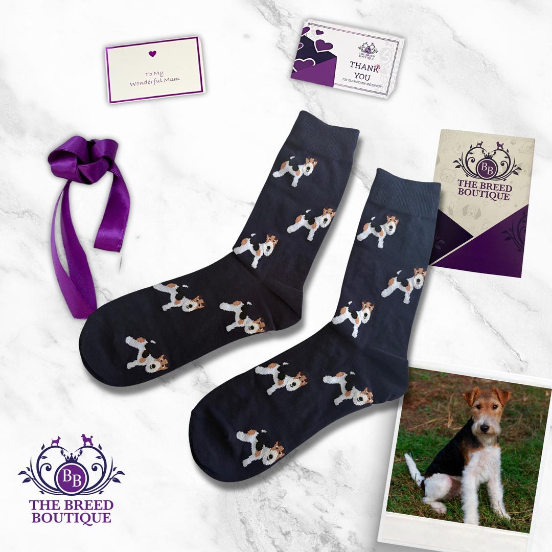 Fox Terrier Socks Unisex One Size Fit UK 5 - 11, EU 38 - 46, US 7.5 ...