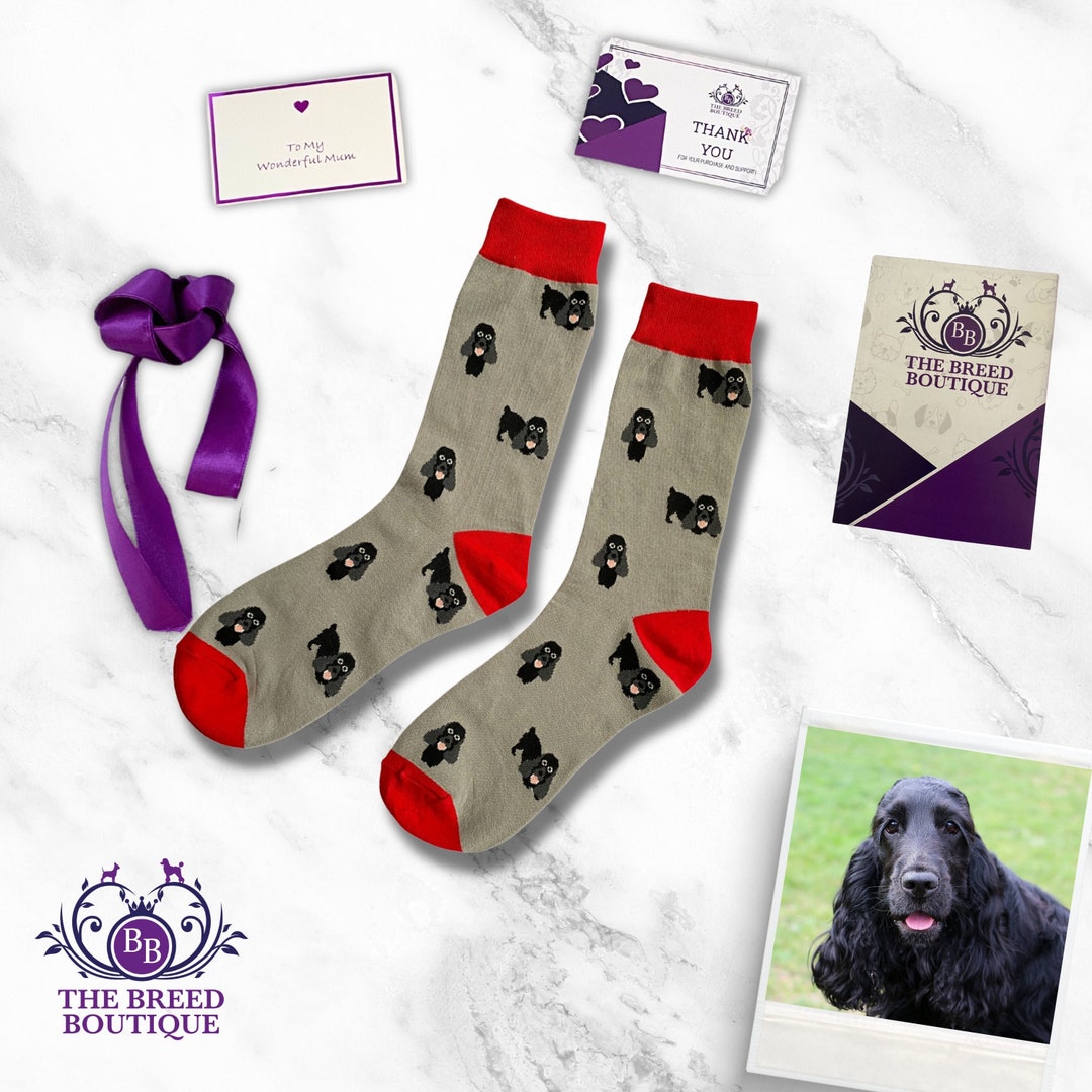 Black Cocker Spaniel Socks Fun Black Cocker Spaniel Dog Print Unisex ...