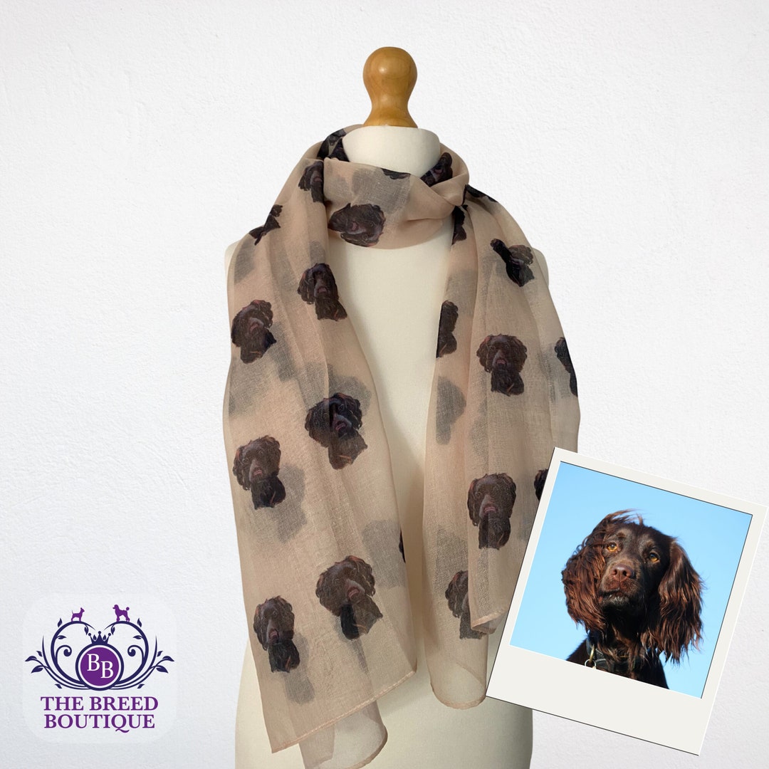 Working Cocker Spaniel Dog Print Ladies Scarf Available in Cream and ...