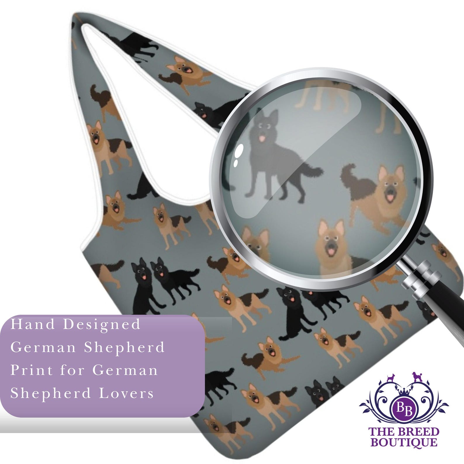German Shepherd Foldaway Shopping Bag Black and Black Tan Dog Tote Gift ...