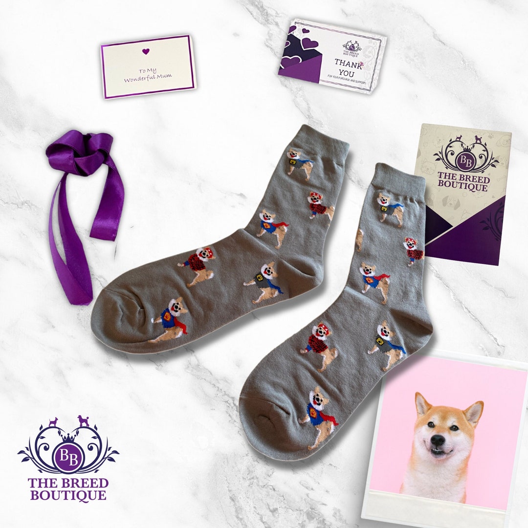 Shiba Inu Dog Superhero Socks Fun Unisex Socks for Shiba Fans One Size ...