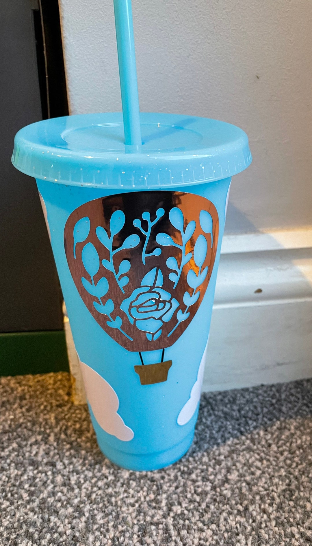 Hot Air Balloon Glitter Cold Cup - Etsy