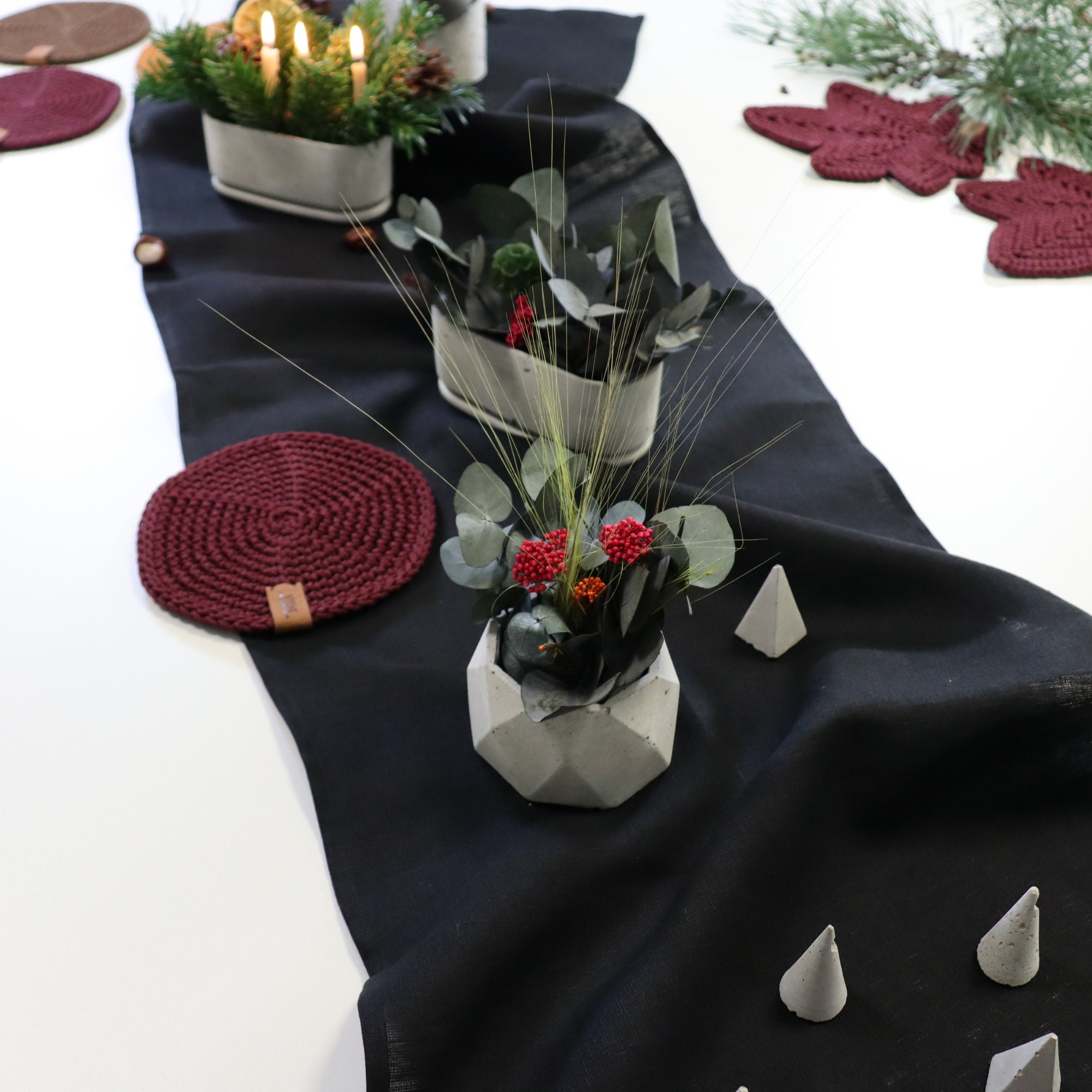 Red Linen Table Runner Party Linen Table Runner Red Table - Etsy