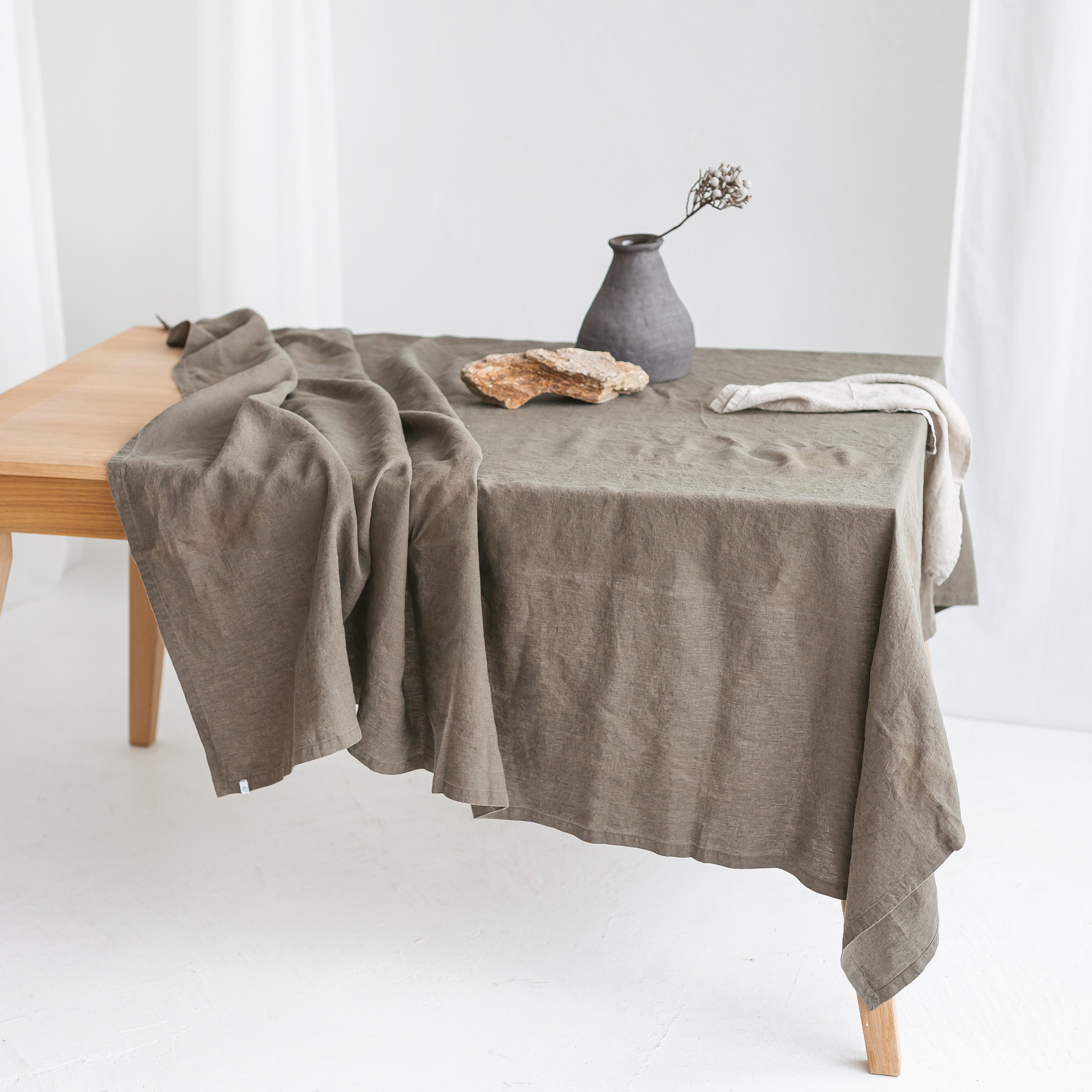 Natural Linen Tablecloth Soft, Gray Linen Tablecloth Washed ...