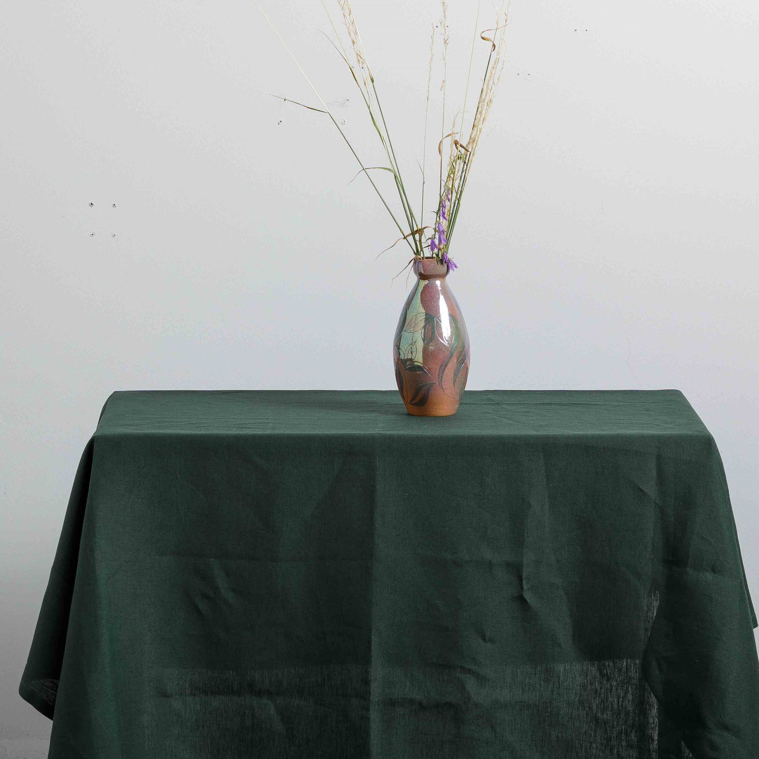 Forest Green Linen Tablecloth, Moss Green Tablecloth, Eco Linen Table ...