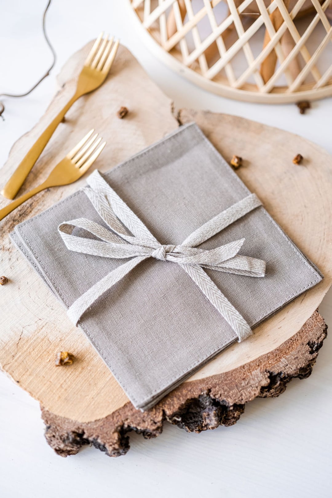 Elegant Pure Linen Coasters Set - Natural Beige, Eco-friendly Drink ...
